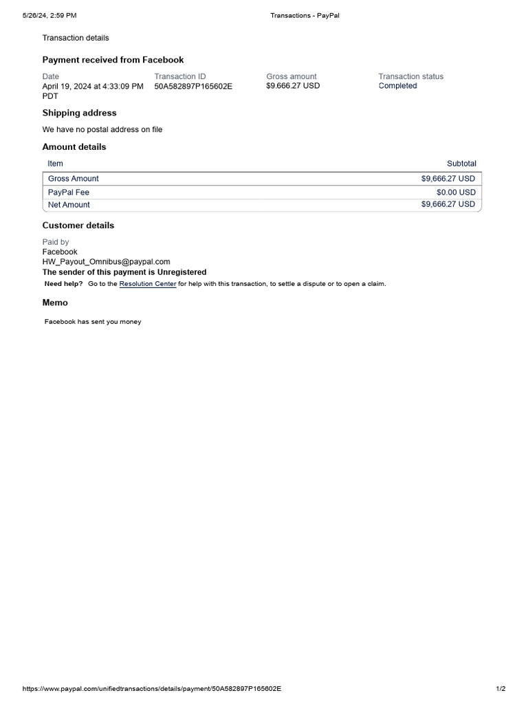 Proof of Payment | PDF