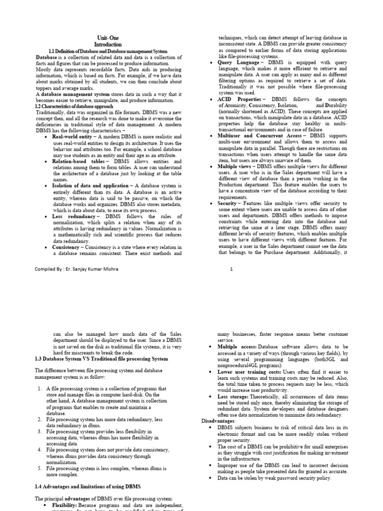 DBMS Modified 1 | Download Free PDF | Databases | Relational Model