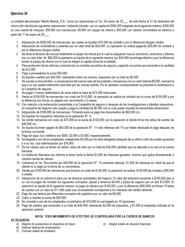 Ejercicio 24 CARGO Y ABONO LIBRO DIARIO | PDF