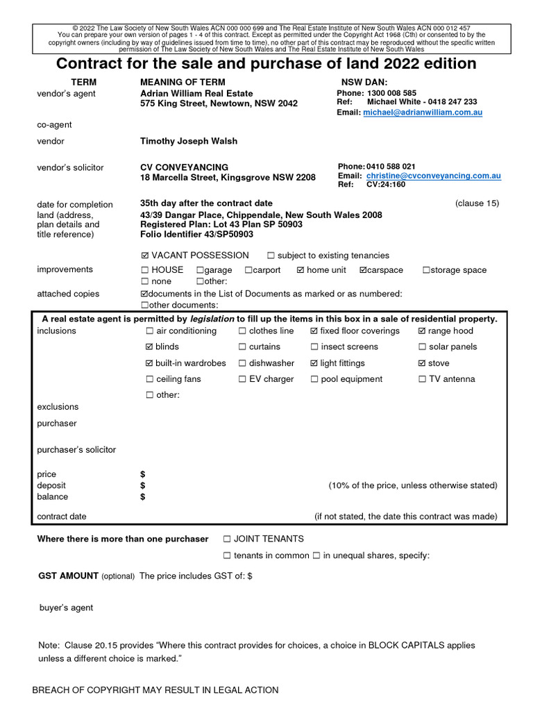 Contract of Sales | Download Free PDF | Conveyancing | Breach Of Contract