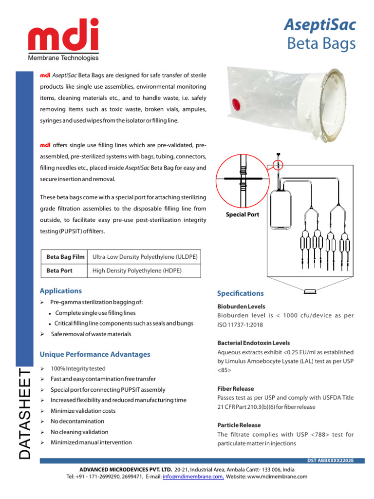 Datasheet Aseptisac Beta Bag Download Free Pdf Sterilization Microbiology
