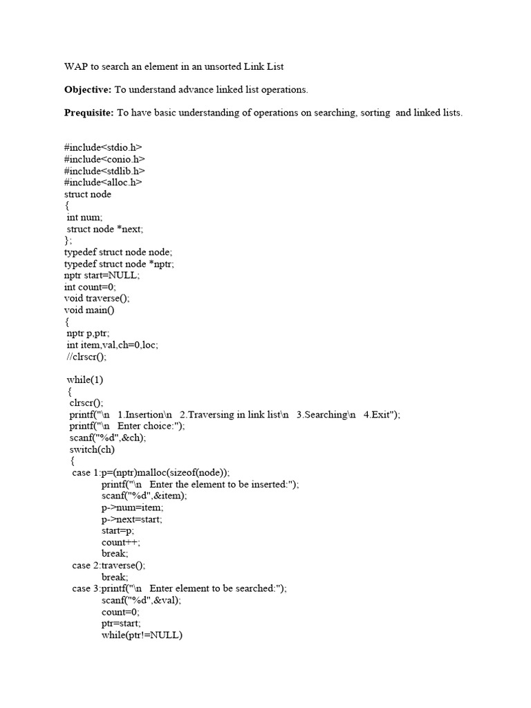 Unsorted linked list | PDF