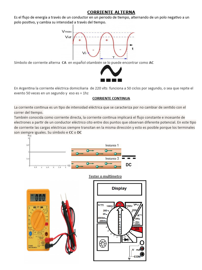 Guía Básica de Corriente y Multímetro | PDF | Corriente eléctrica ...