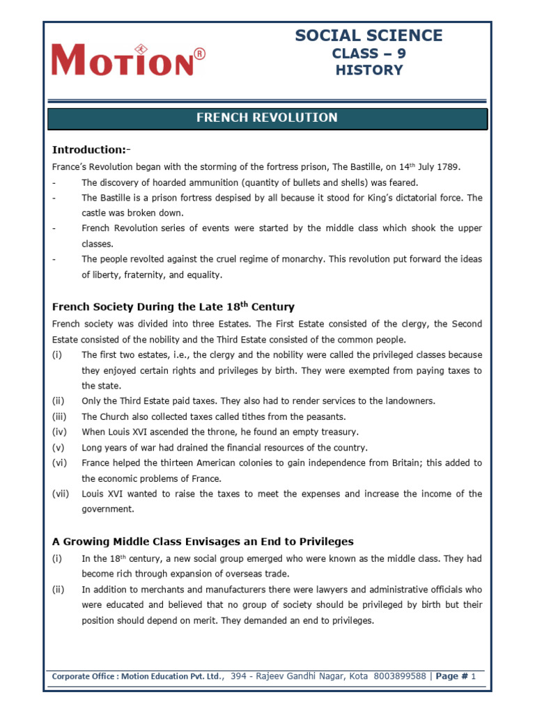 French Revolution [Class 9] | Download Free PDF | French Revolution | Taxes