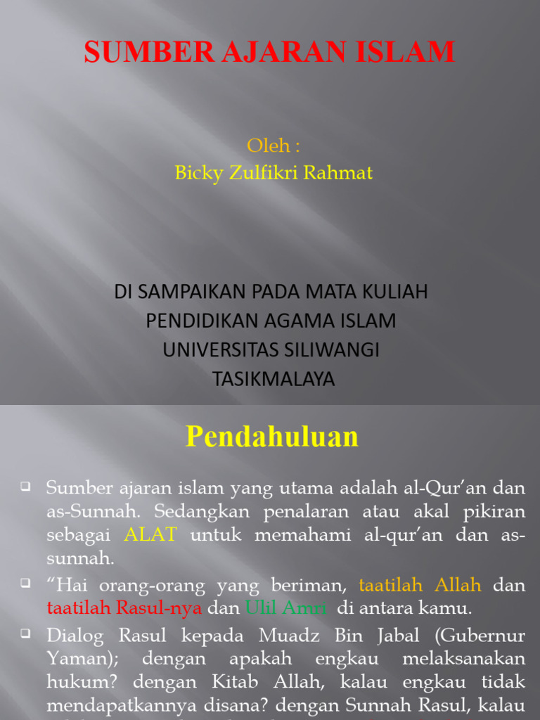 Sumber Ajaran Islam | PDF