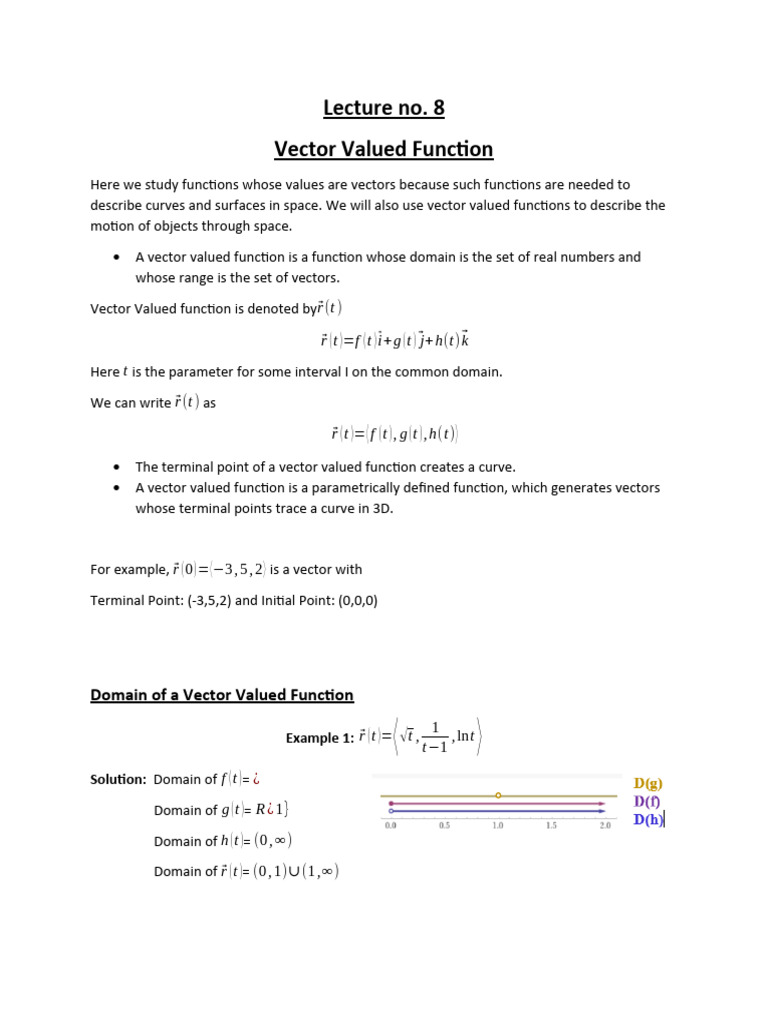 Lec 8 (Domain of Vector Valued Function) | PDF | Function (Mathematics) | Vector Space