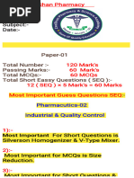 ALL PAST PAPERS Pharmacy Technician Final | PDF