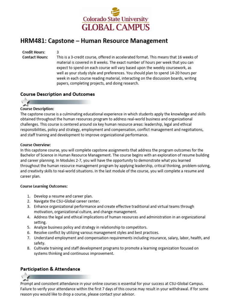 HRM481 CV Syllabus | PDF | Human Resource Management | Apa Style