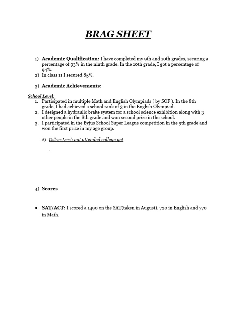 BRAG SHEET - Sanjeev Viswanathan | PDF | Foreign Language Studies