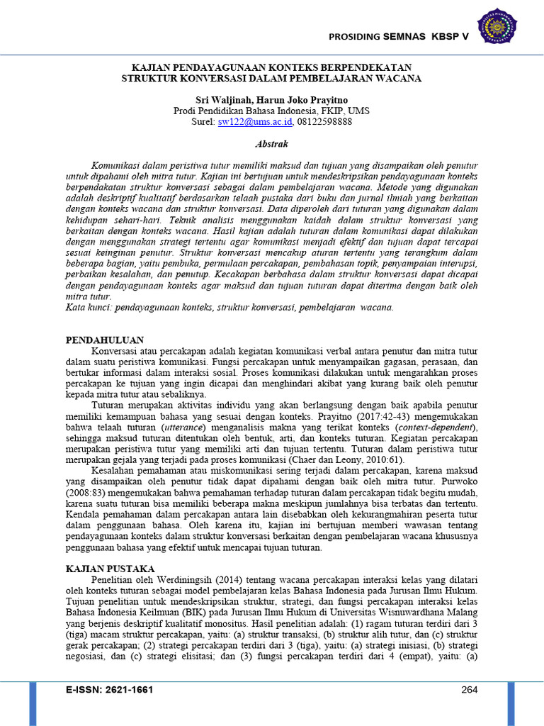 Semnas KBSP V: Sw122@ums - Ac.id | PDF | Karier & Perkembangan | Seni ...