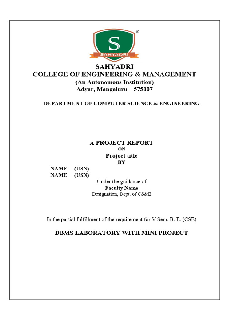 Report Mini Project Dbms Pdf Computer Science Computing
