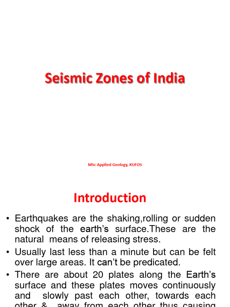 Seismic Zones Classification in India | PDF | Earthquakes | Applied And ...
