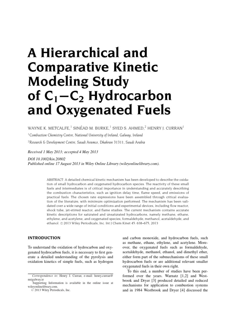 Metcalfe Et Al-2013-International Journal of Chemical Kinetics | PDF ...