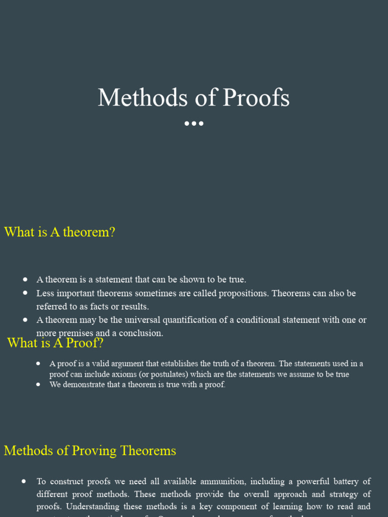 Methods of Proofs | PDF | Mathematical Proof | Theorem