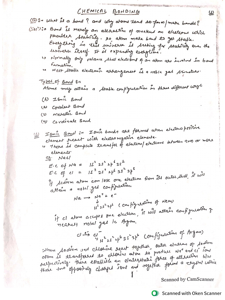 Chemical Bonding Part-1 | PDF