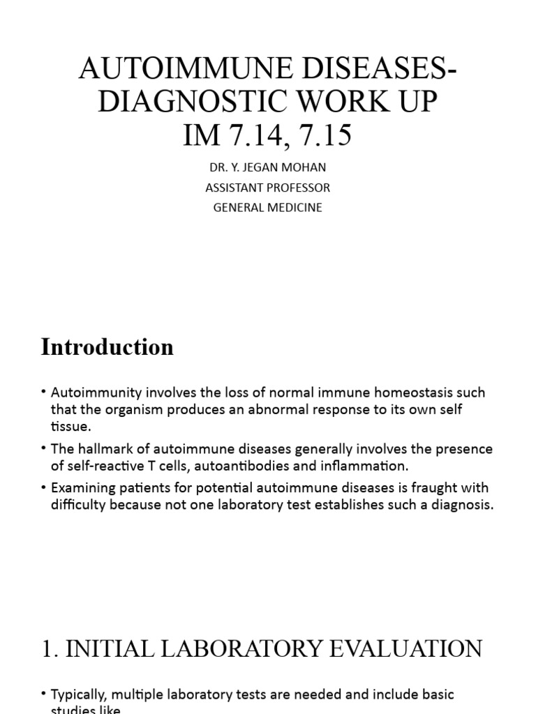 Autoimmune Diseases- Diagnostic Work Up | PDF | C Reactive Protein ...