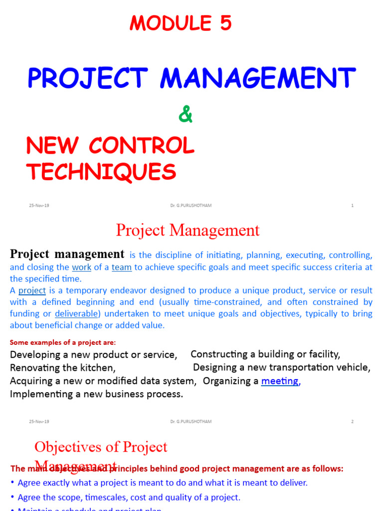 Module 5 - Project Management, New Control Techniques | PDF | Project Management | Expense