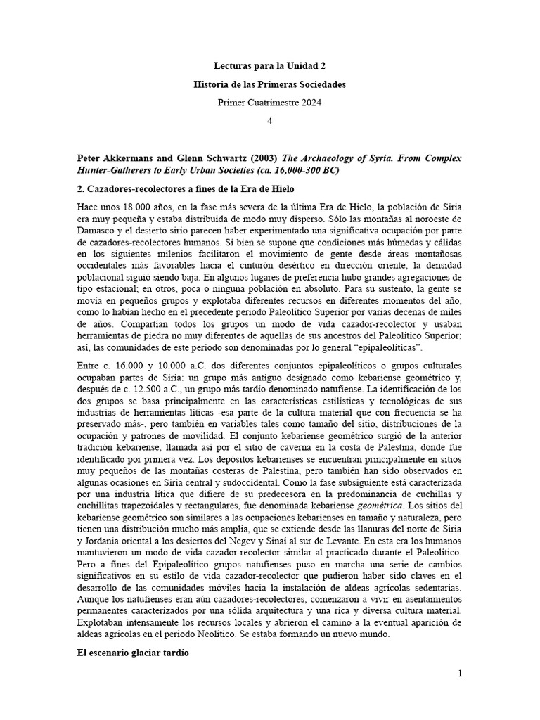 Lecturas para La Unidad 2 - Clase 4 | PDF | Cazador recolector | lago