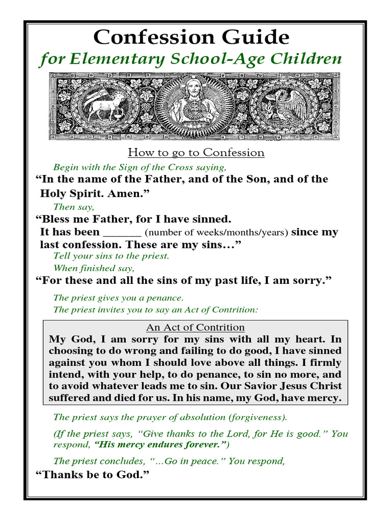 Confession Guide For Children 2020 | PDF | Lord's Prayer | Confession ...