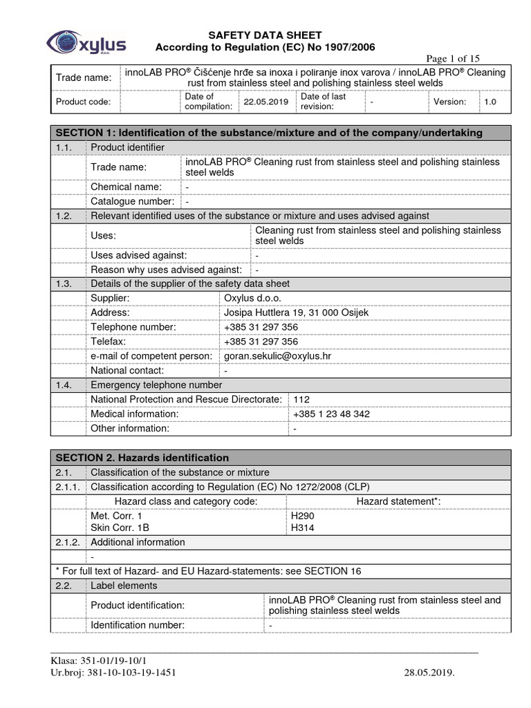 MSDS innoLAB PRO - Cleaning Rust From Stainless Steel and Polishing ...