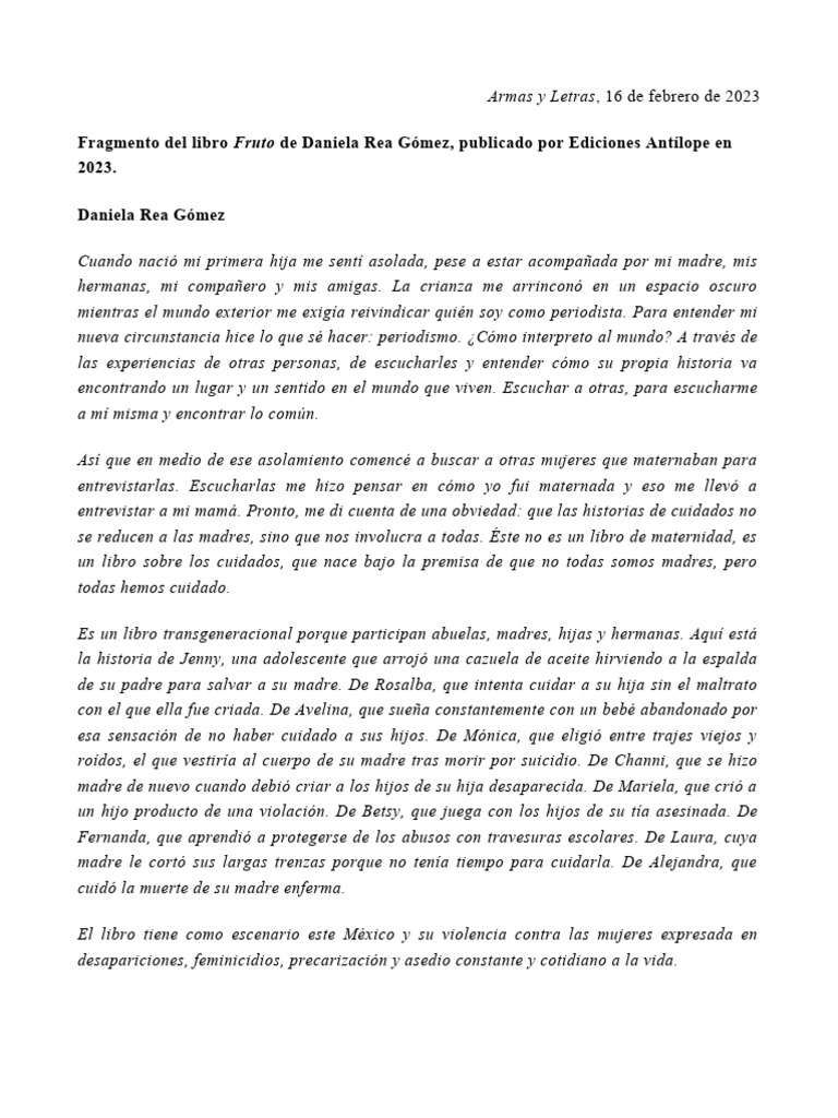 Fruto, Daniela Rea | PDF