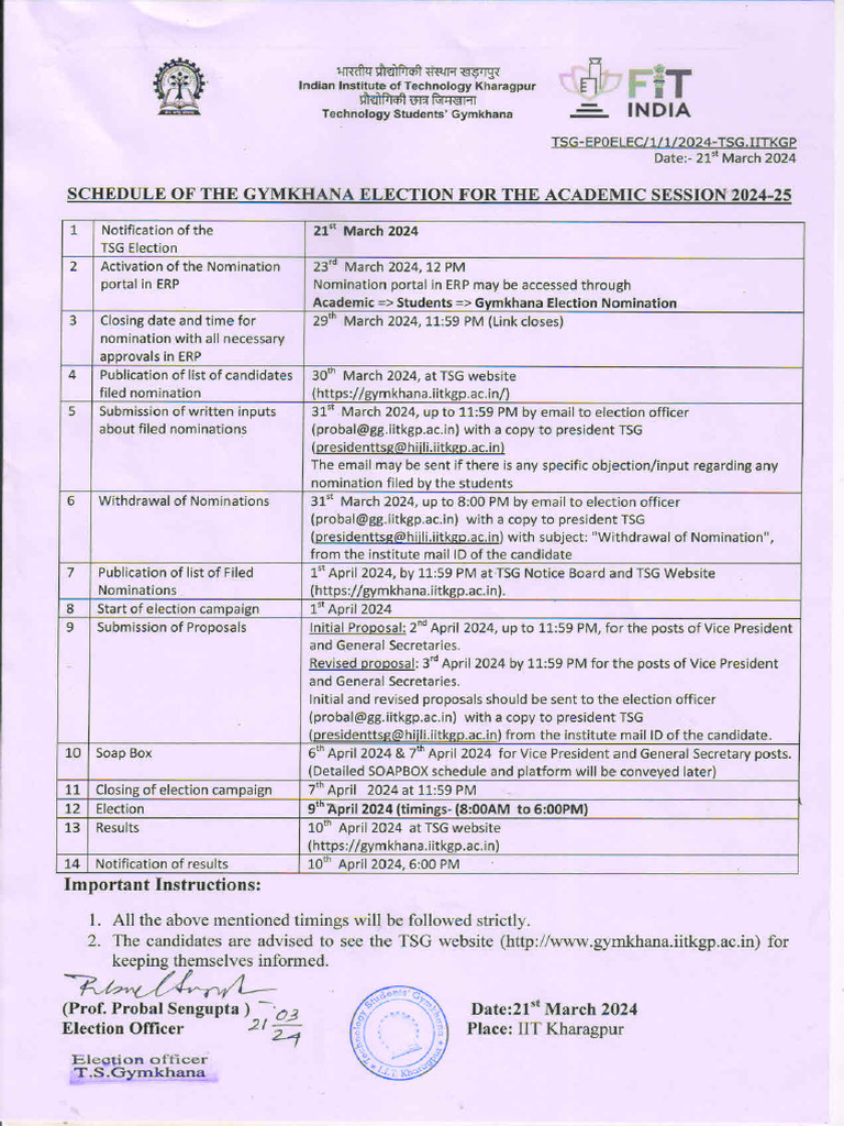 TSG Election 2024-25 Notification | PDF