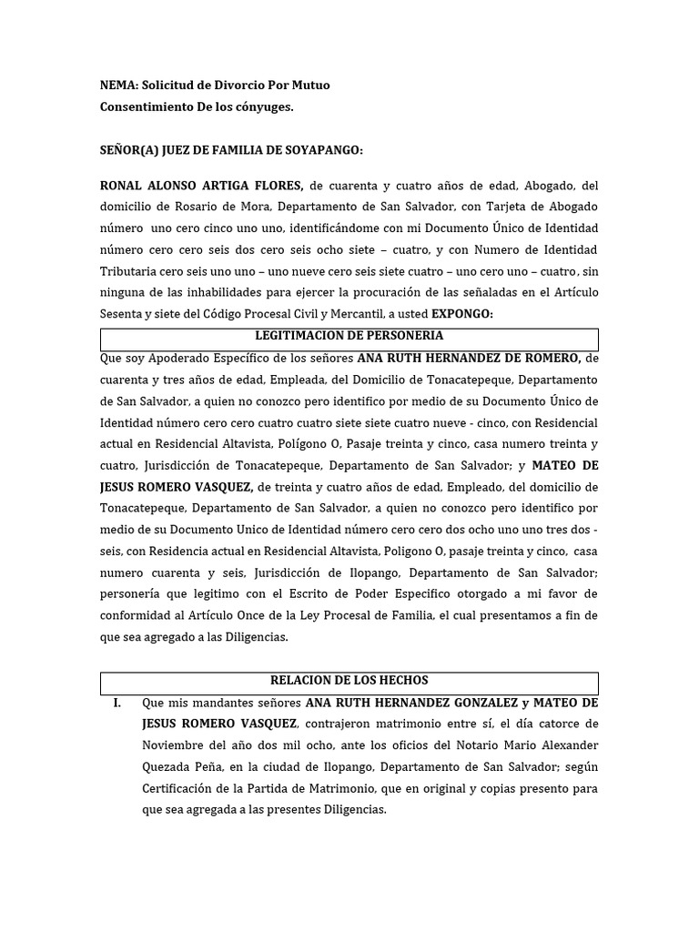 Solicitud de Divorcio | PDF | Divorcio | Instituciones sociales