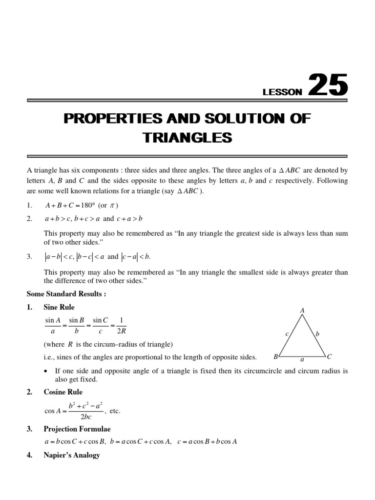 Properties and Solutions of Triangles | PDF | Triangle | Circle