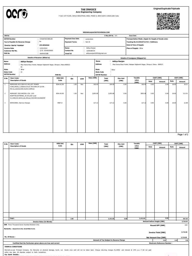 Original/Duplicate/Triplicate: Tax Invoice | PDF | Economies ...