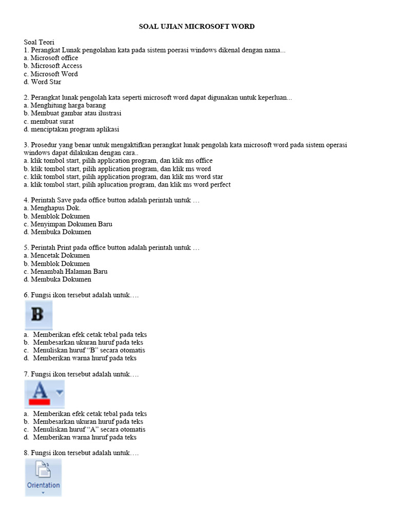 APK 1 - SOAL UJIAN WORD (Kmaid, 30 Mei 2024) | PDF