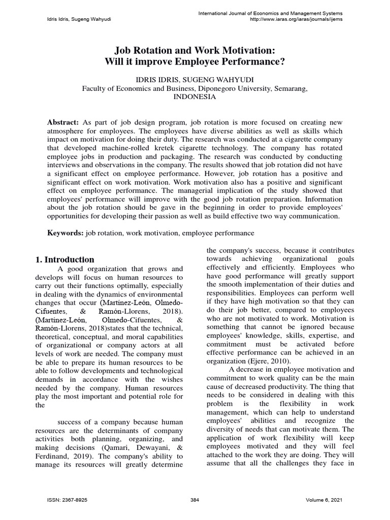 Job Rotation and Work Motivation | PDF | Motivational | Motivation