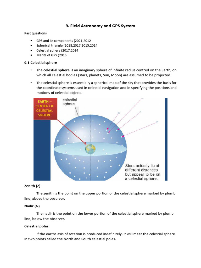 CH 9 Field Astronomy and GPS System | PDF | Sphere | Latitude