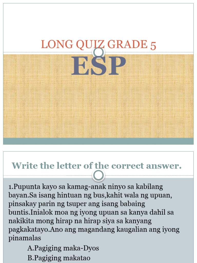 Long Quiz Grade 5 Esp | PDF