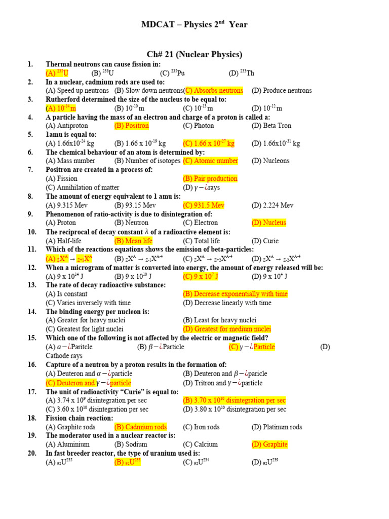CH # 21 (Nuclear Physics) - Physics 12 (TC) | PDF | Neutron | Nuclear Physics