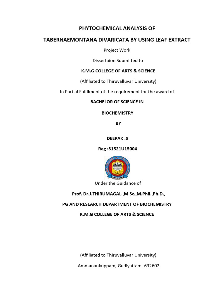 Deepak Project | PDF | Polyphenol | Alkaloid