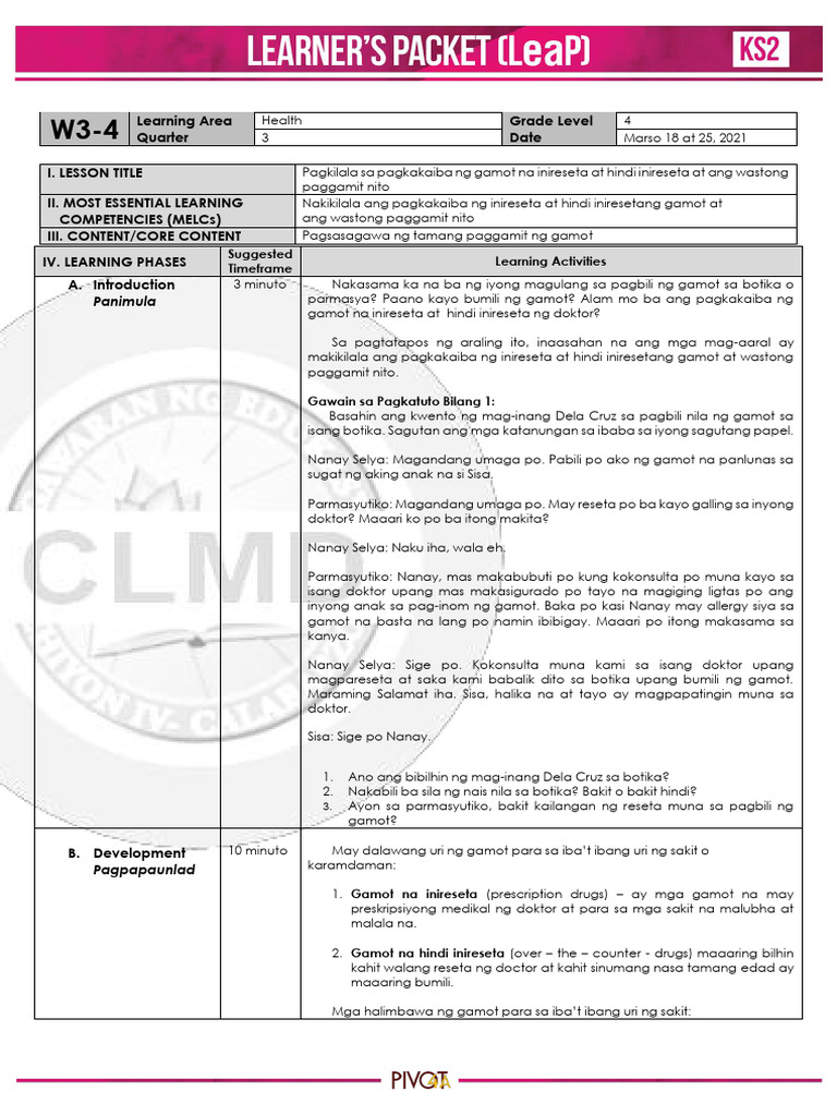 Leap Health4 Q3 Melc15 W3-4 | PDF