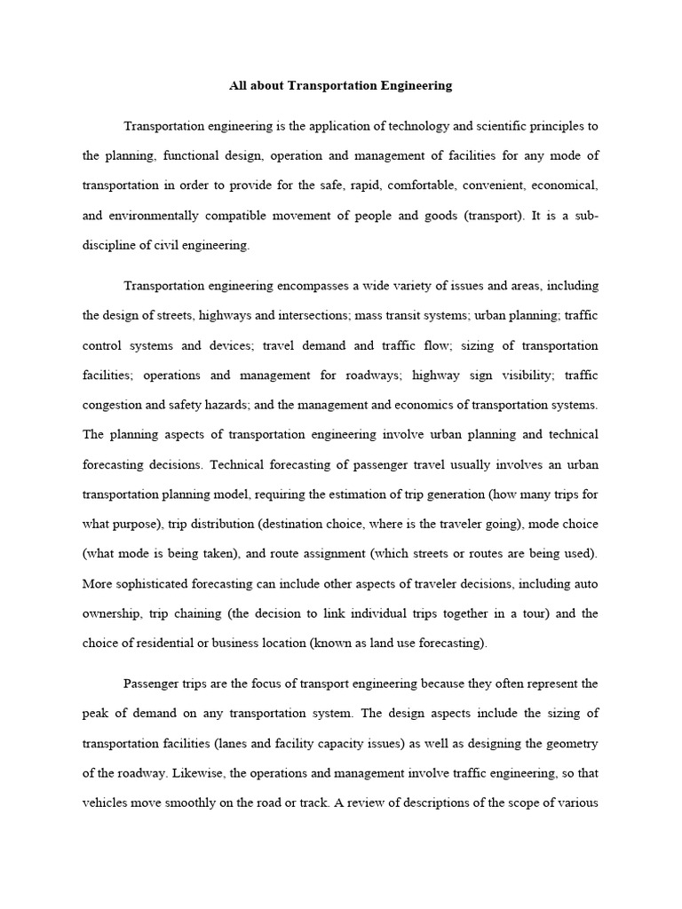 All About Transportation Engineering | PDF | Transport | Transportation Engineering