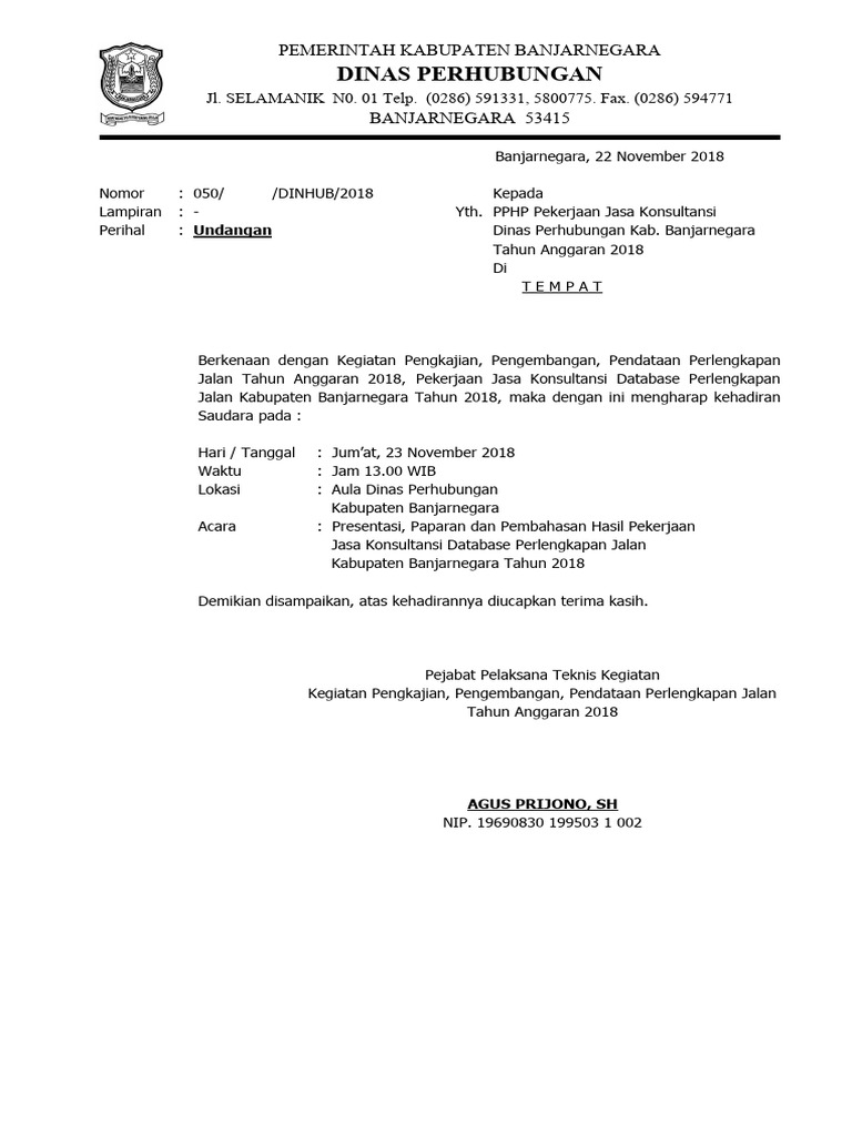 Undangan Presentasi Database PJ 2018 | PDF