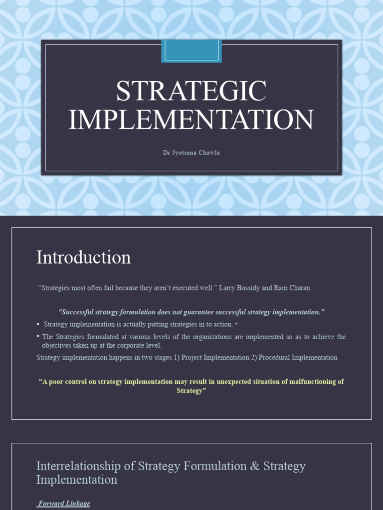 Strategic Implementation | PDF | Strategic Planning | Strategic Management