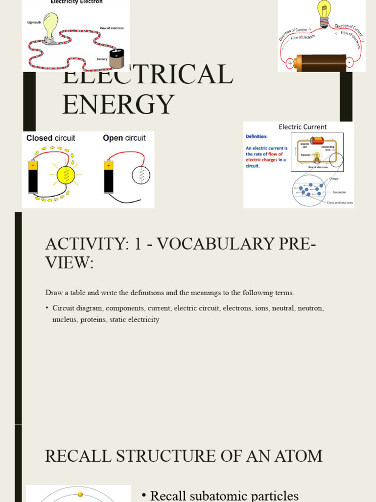 5.3 Electrical Energy 2024 | PDF | Electron | Electric Charge