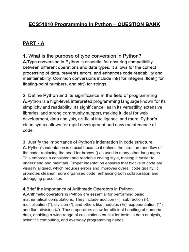 Python Qb Answers Pdf Python Programming Language Computer Programming 8532