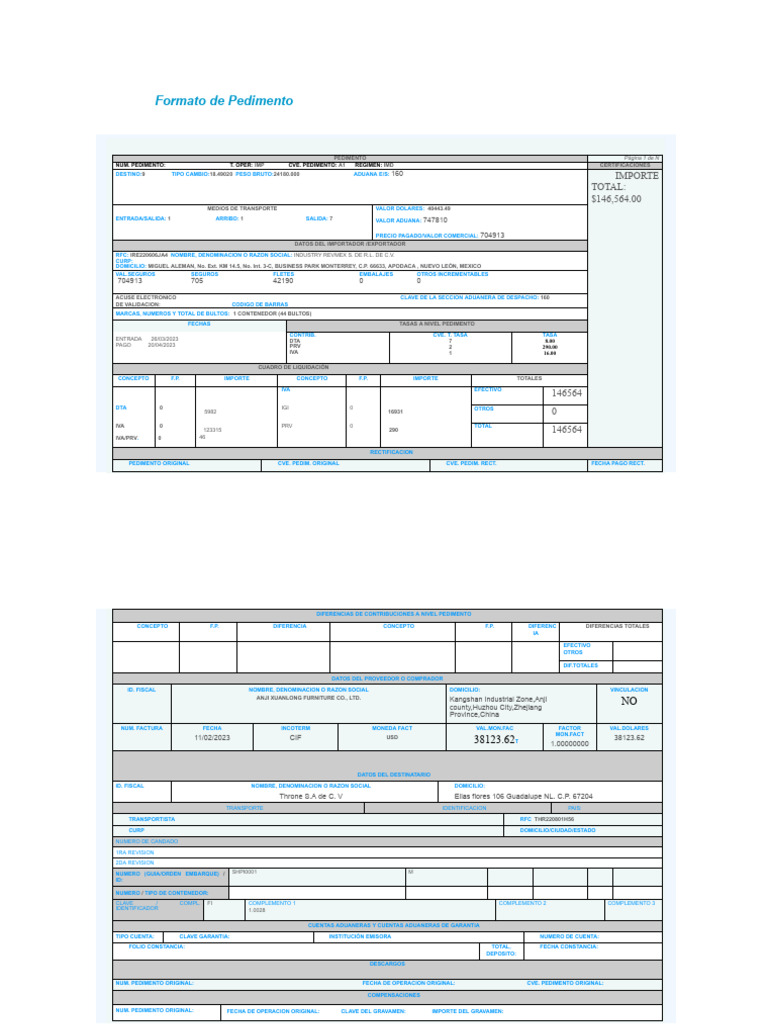 Formato Pedimento | PDF | Business | Pagos