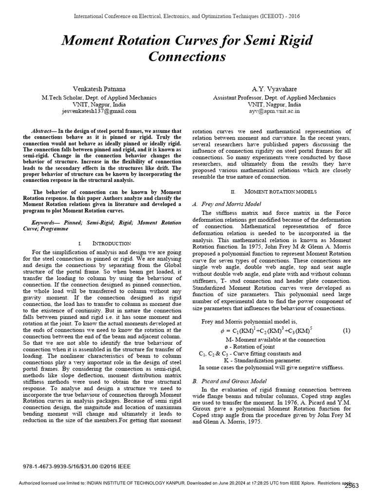 Moment Rotation Curves for Semi Rigid Connections | PDF | Beam ...