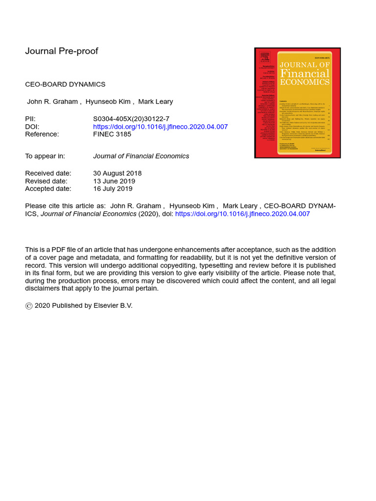 CEO-Board Dynamics 2020 | PDF | Incentive