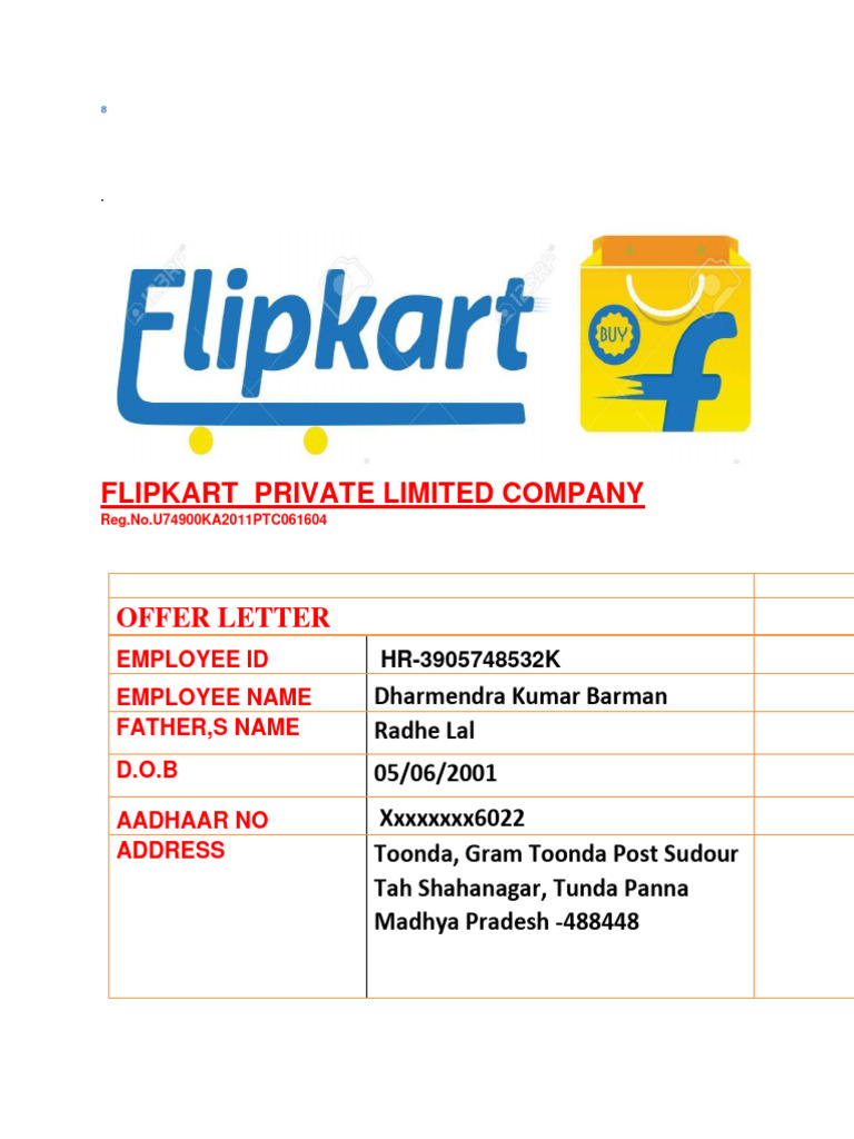 Dharmendra Kumar Barman OFFER LETTER | PDF | Business