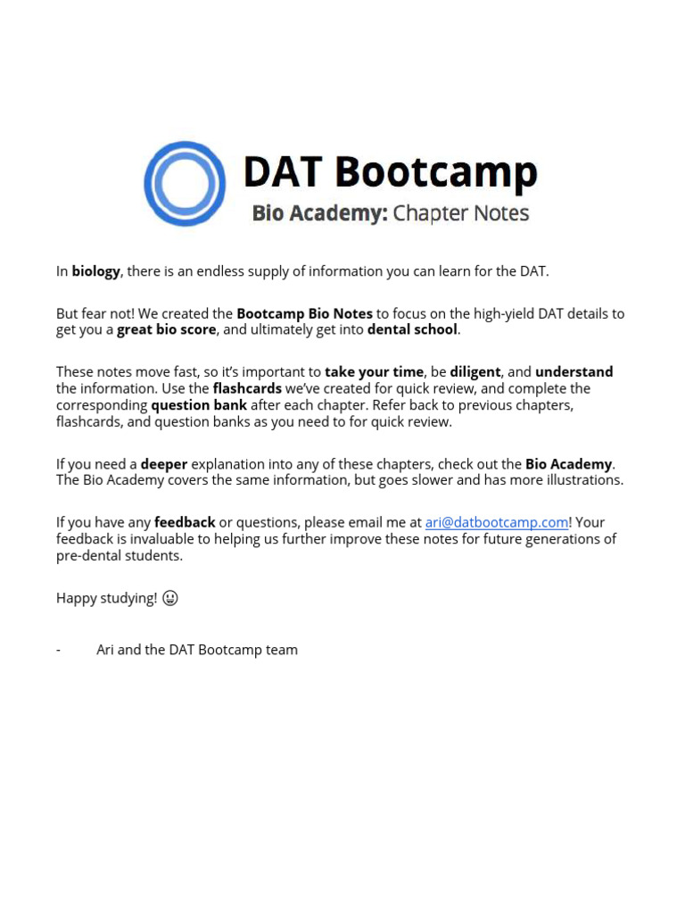 (2018) DAT Bootcamp Biology Notes | PDF | Glycolysis | Cell Membrane
