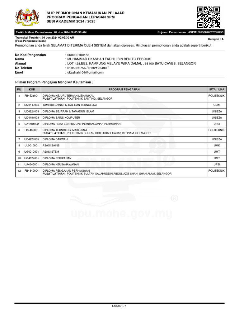 Muhammad Ukashah Fadhli Bin Benito Febrius | PDF