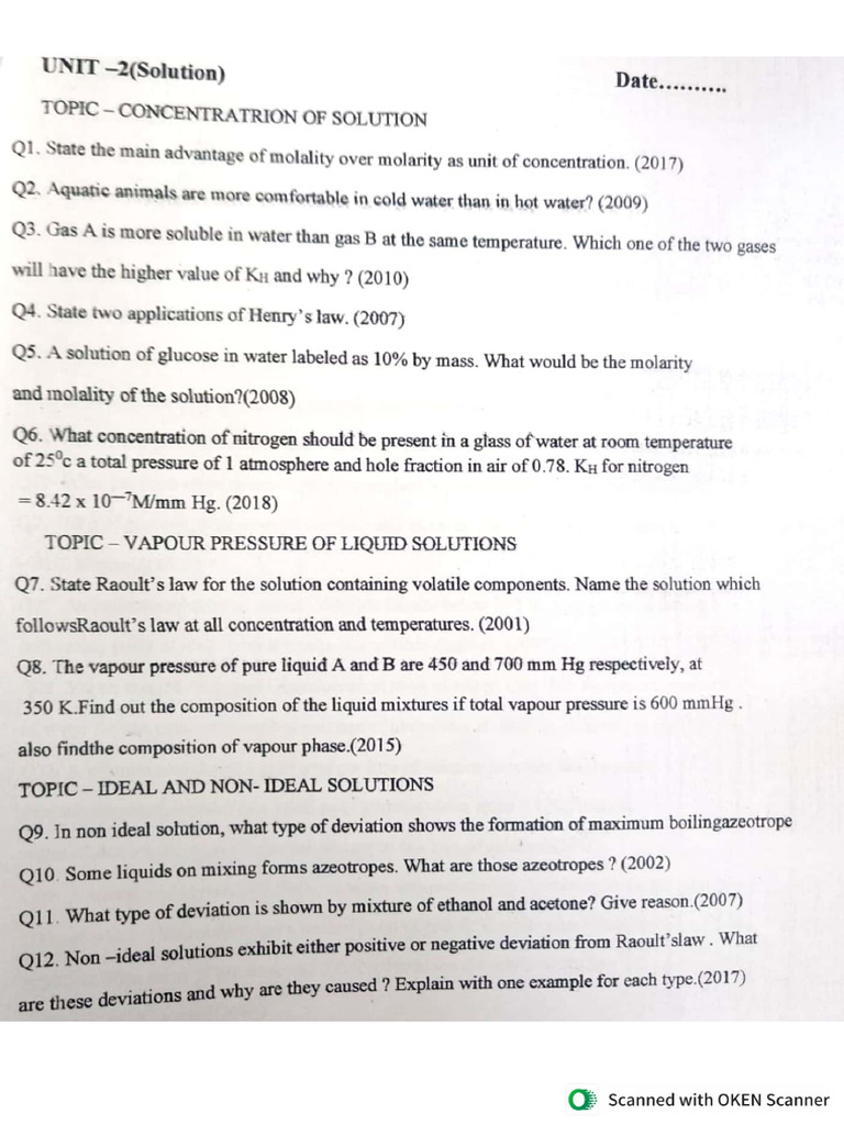 Solution Chemistry Pdf