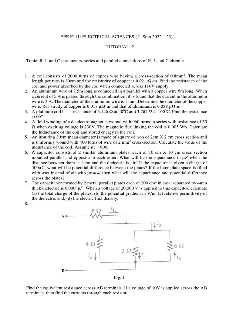 Tutorial 2 | PDF | Inductor | Series And Parallel Circuits