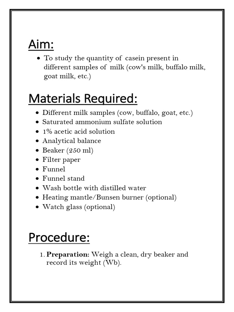 Procedure | PDF | Milk | Filtration